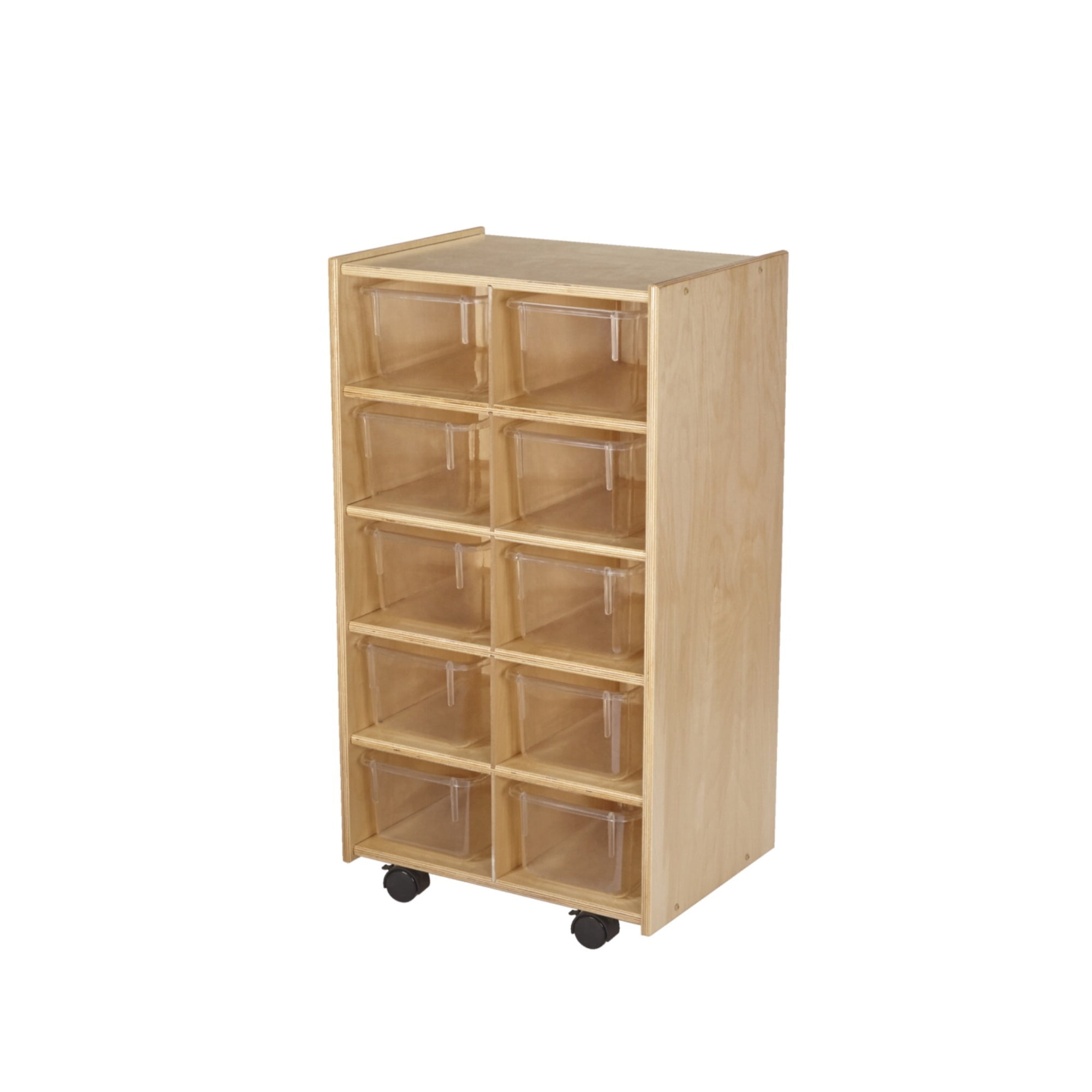 Childcraft Mobile Cubby Unit With Locking Casters, 10 Clear Trays, 19-3 ...