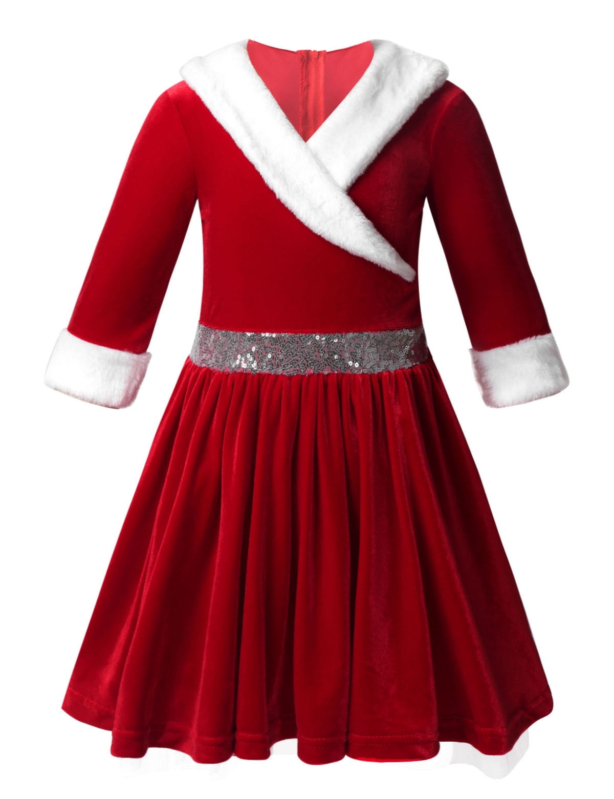 iiniim Kids Girls Christmas Dress Red Velvet Xmas Party Santa Claus ...