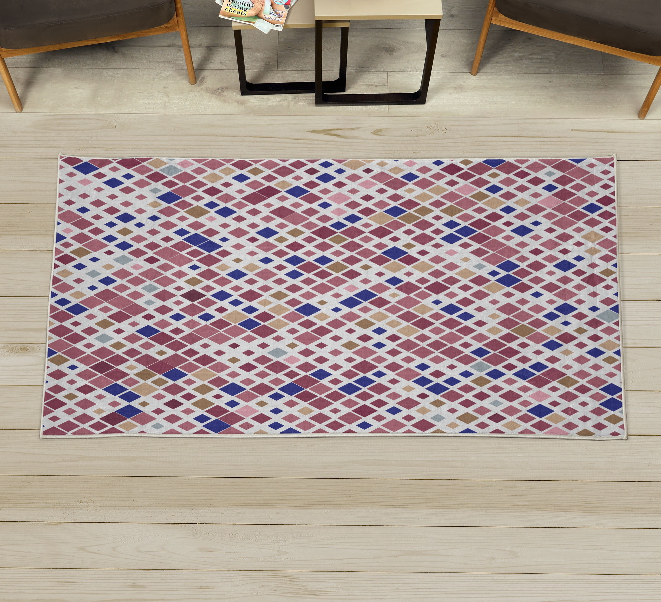 Ethnic Decorative Rug, Retro Mosaic Creative Pattern Square Rhythm ...