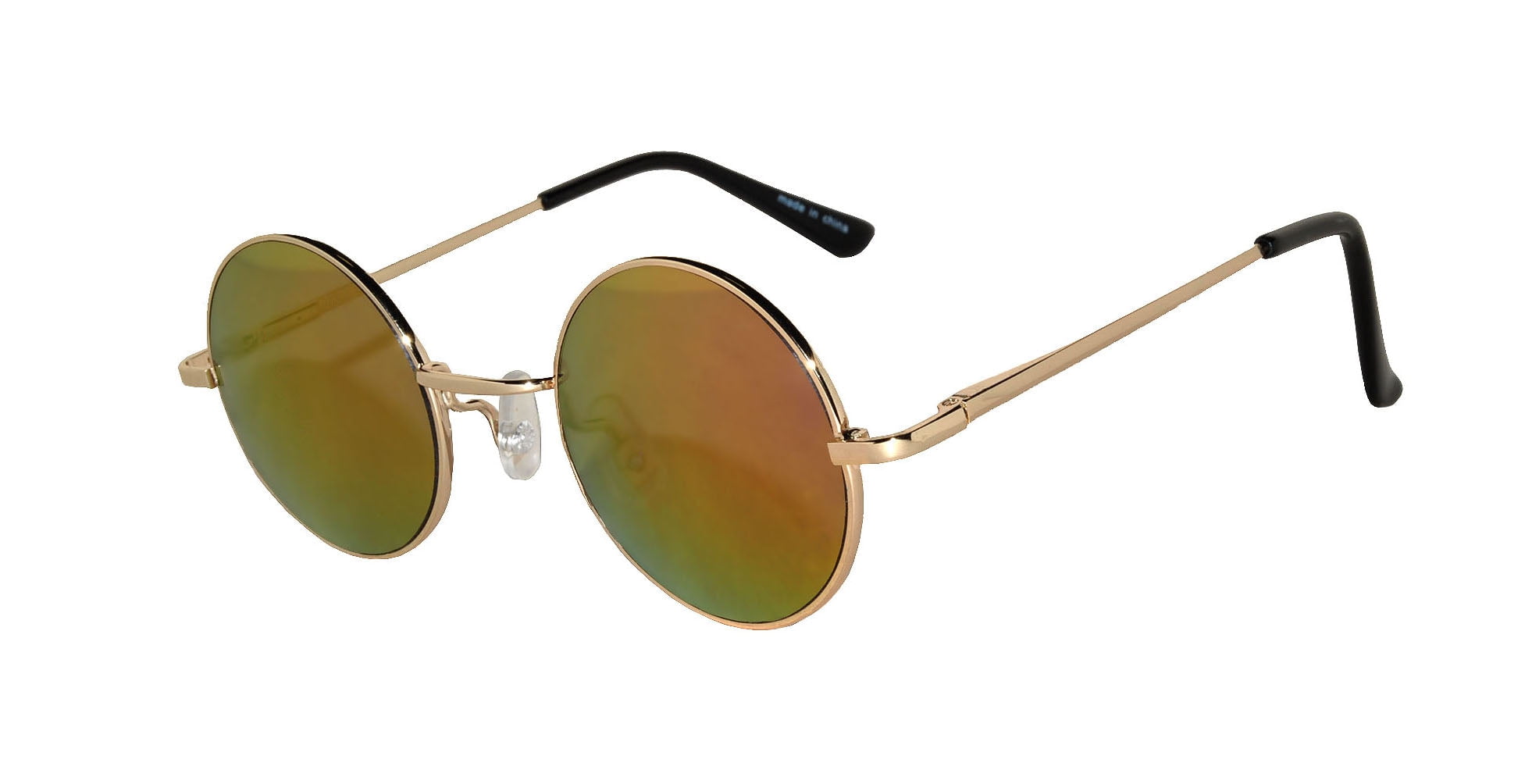 Round Sunglasses - Small (43mm) Gold Frame / Red Mirror Lens - Walmart.com