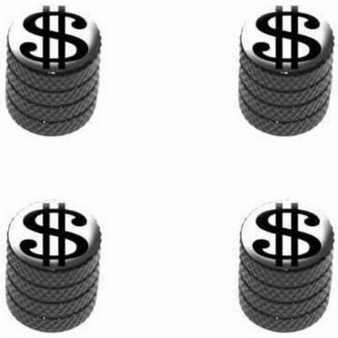 Dollar Sign Gold and Black Tire Rim Wheel Aluminum Valve Stem Caps ...