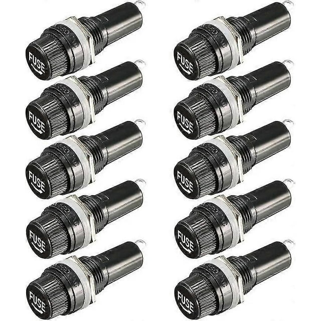 10pcs 5 X 20mm Fuse Holder Ac 10a 250v Black Screw Cap Fuse Holder ...