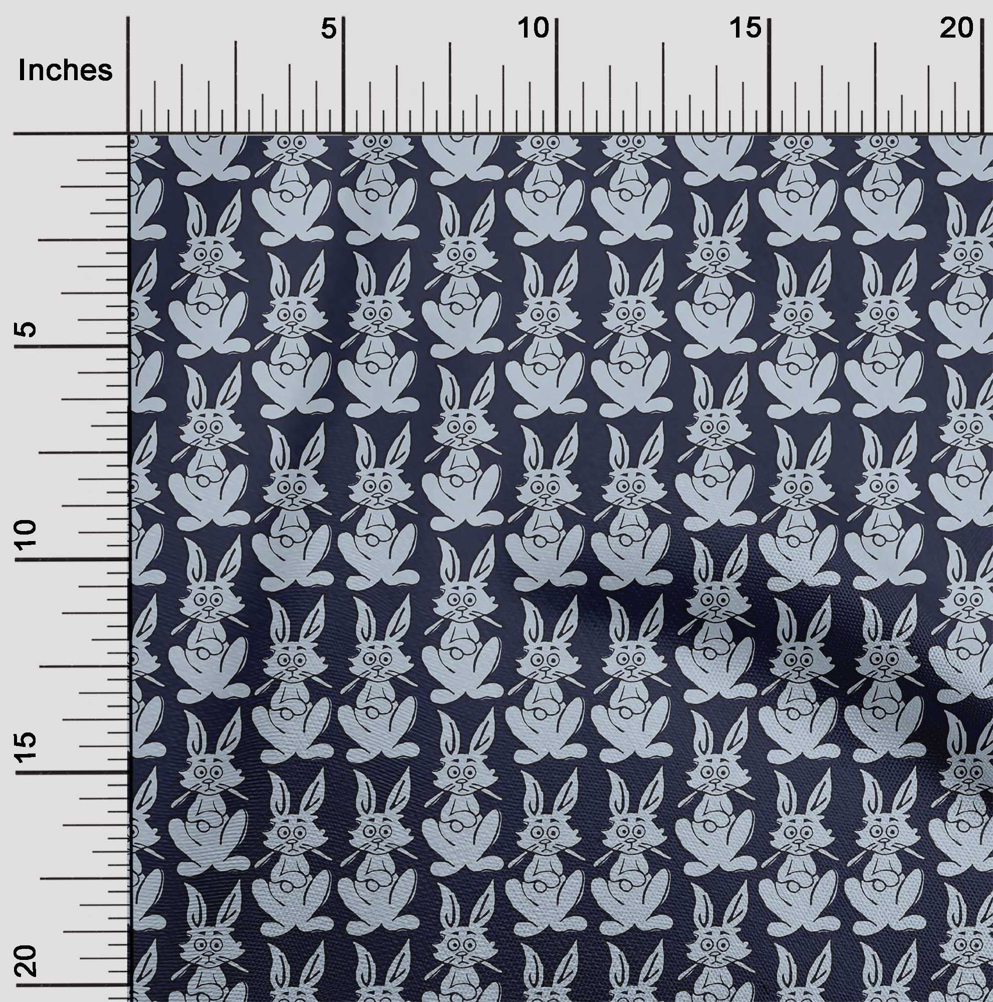 oneOone Georgette Viscose Fabric Rabbit Block Print Fabric By The Yard ...
