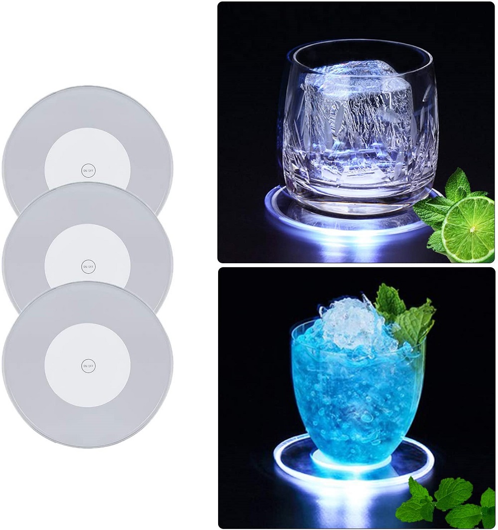 3 Pack Led Cocktail Coaster Light Up Coasters For Drinks Light Up 3 Pack Led Cocktail Coaster Light Up Coasters For Drinks Light Up
