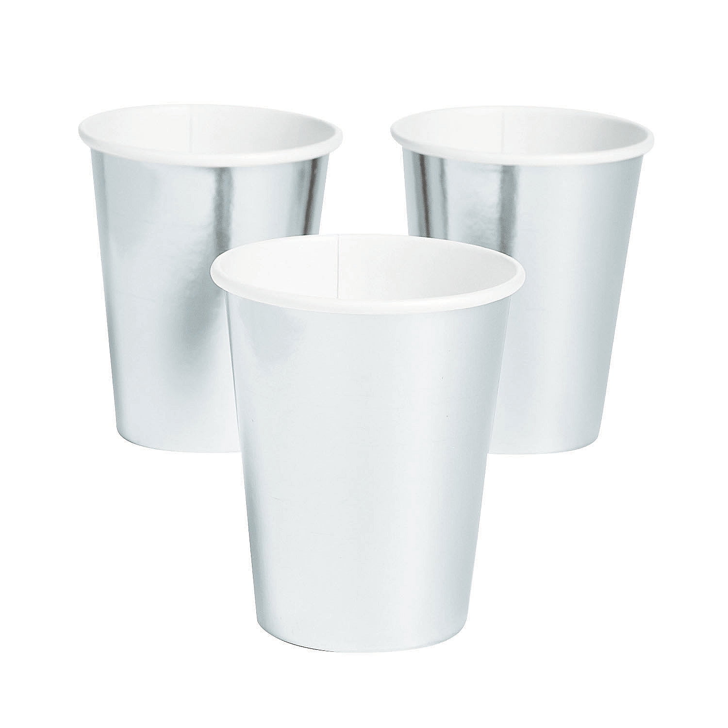 Silver Metallic 9 Oz Paper Cup - Party Supplies - 24 Pieces - Walmart.com
