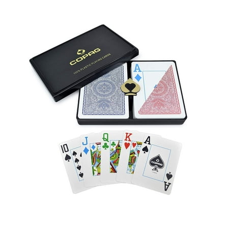 Copag 4-Color Dual Deck Set - Red/Blue, Poker Size, Jumbo Index - 100% ...