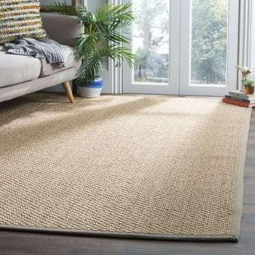 SAFAVIEH Natural Fiber Braxton Braided Jute Area Rug, Natural/Green, 8 ...