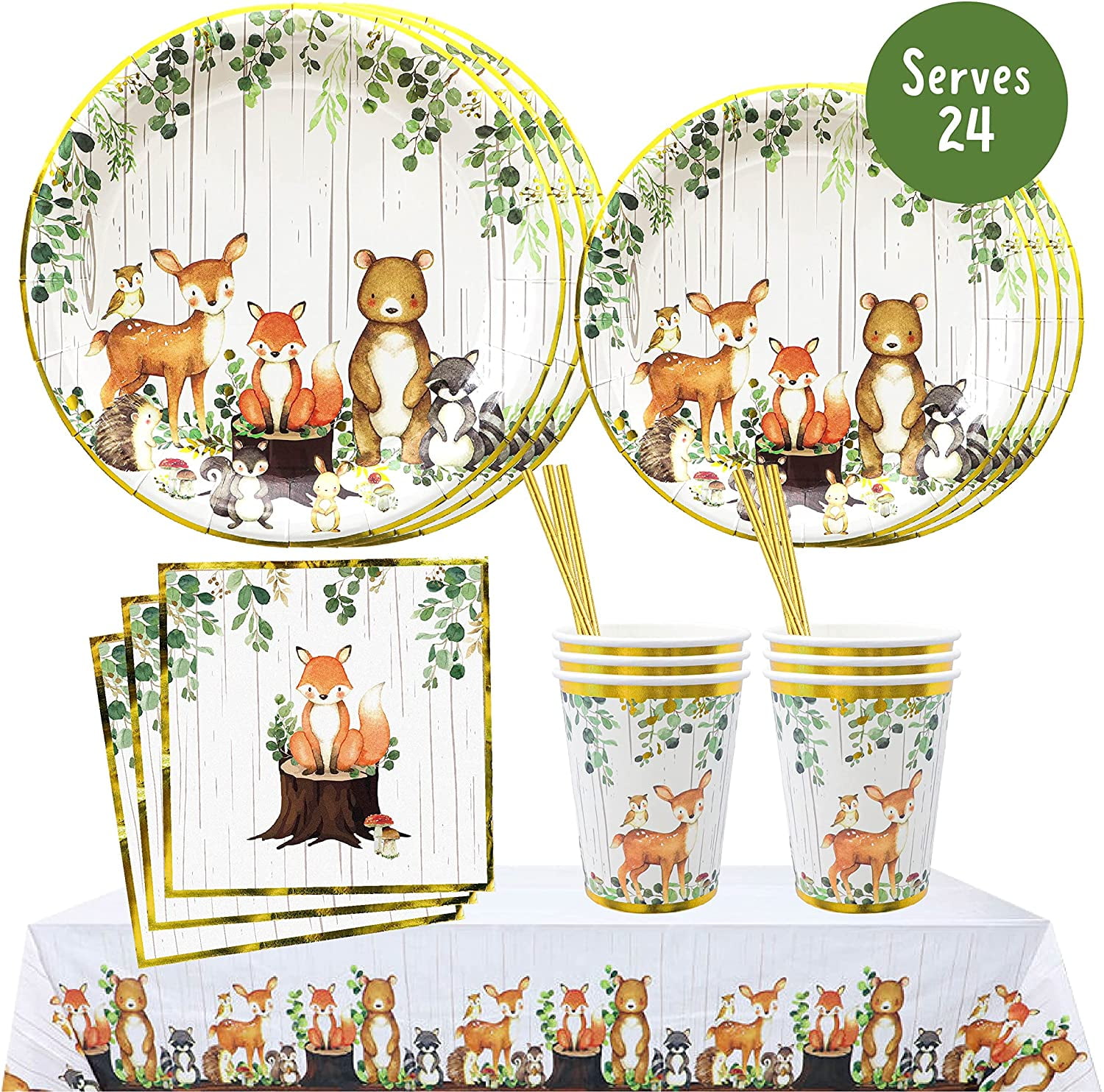 Enchanted forest party supplies Watercolor Baby shower Woodland ...