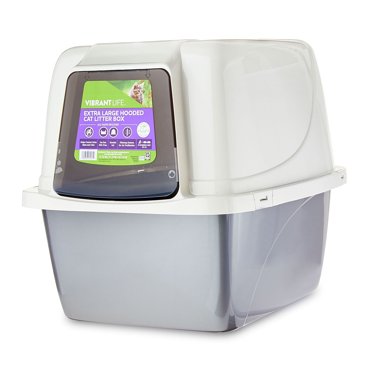 Petfamily Jumbo Hooded Cat Litter Box, Extra Large, Purple, 24.8 x 20 x ...
