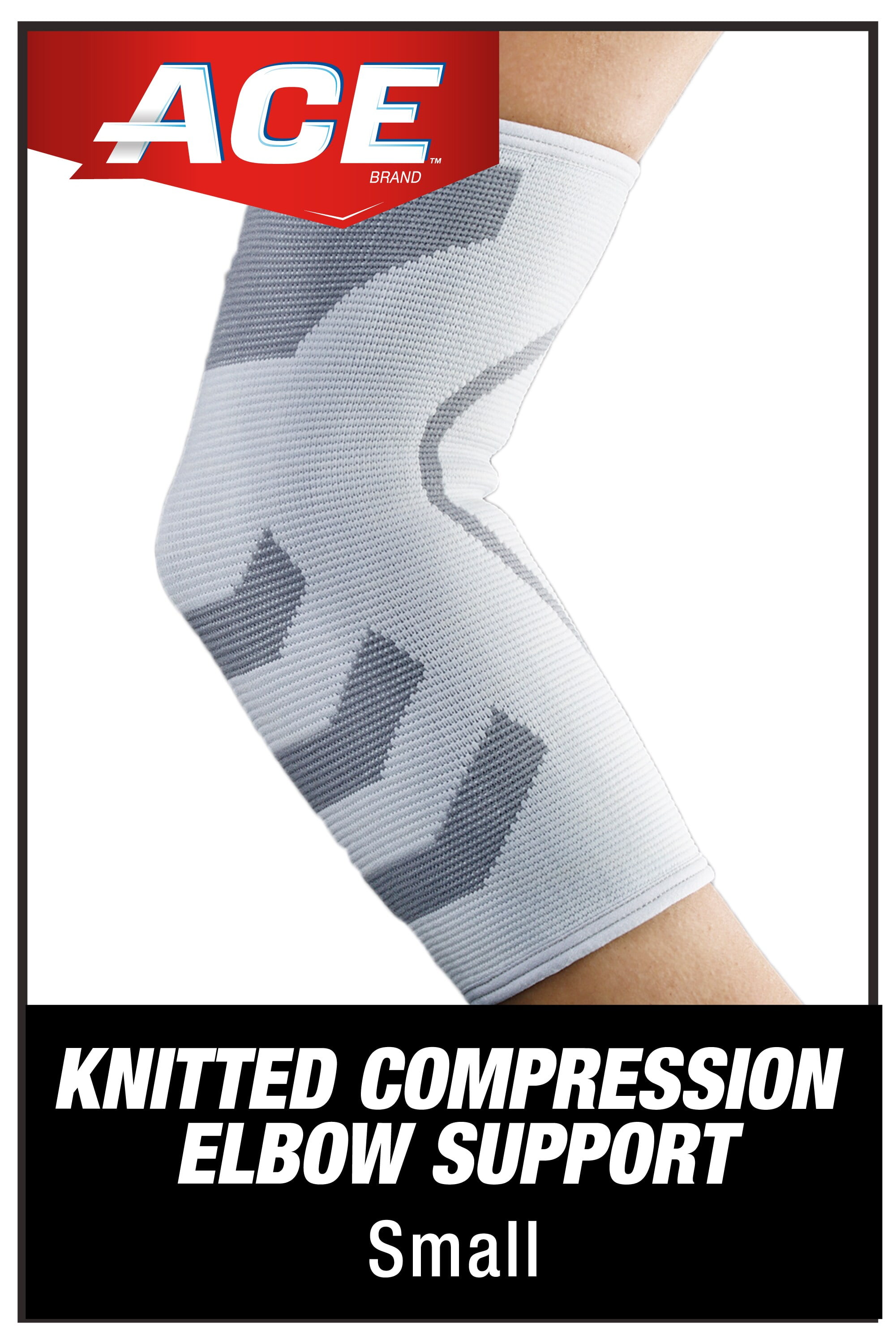 ACE Brand Compression Elbow Support, Large, White/Gray - Walmart.com ...