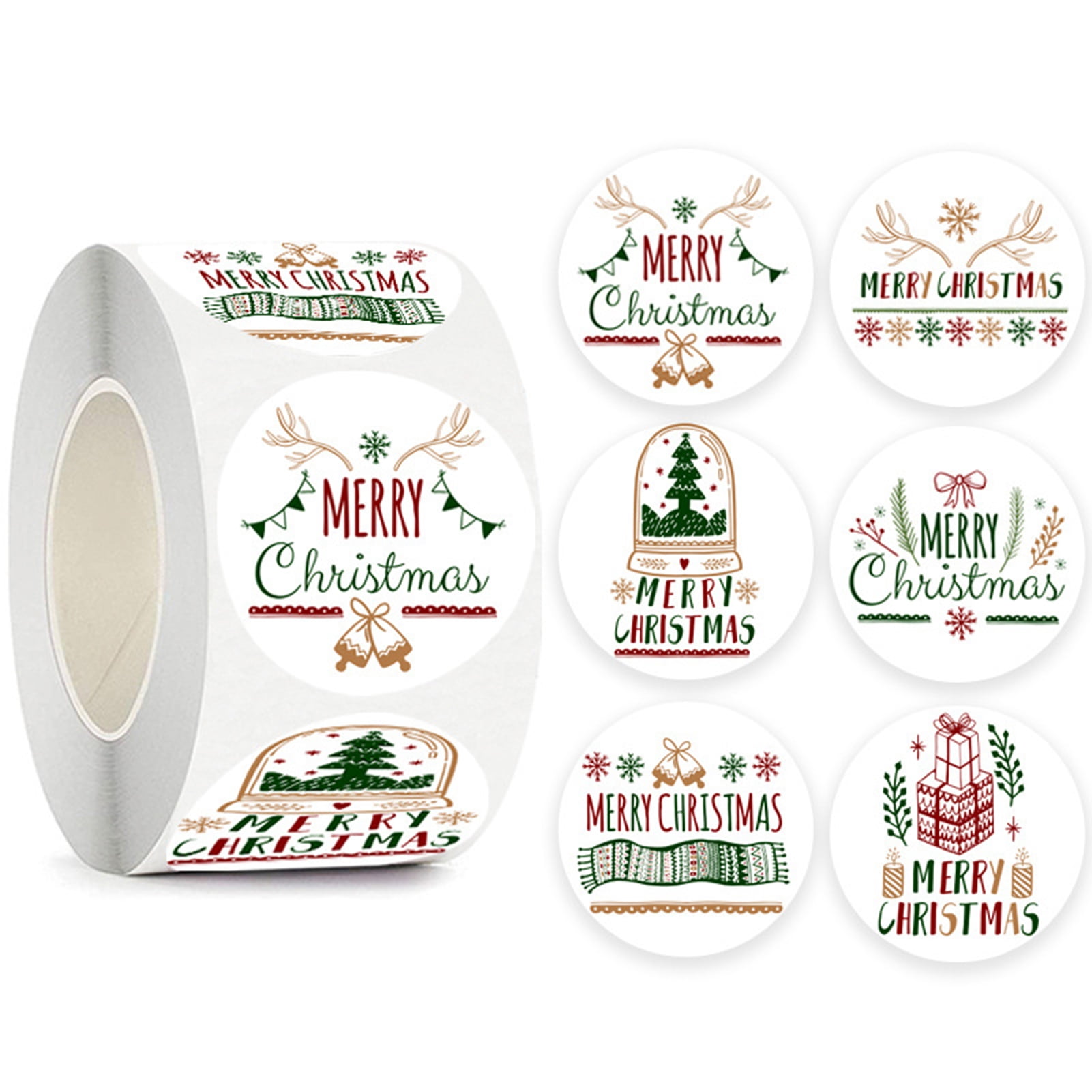D-GROEE 500Pc/Roll Christmas Stickers, Round Thank You Seal Stickers ...
