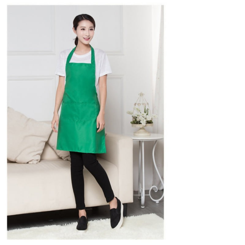 Unisex Solid Color Cooking Apron With Pocket Kitchen Restaurant ...