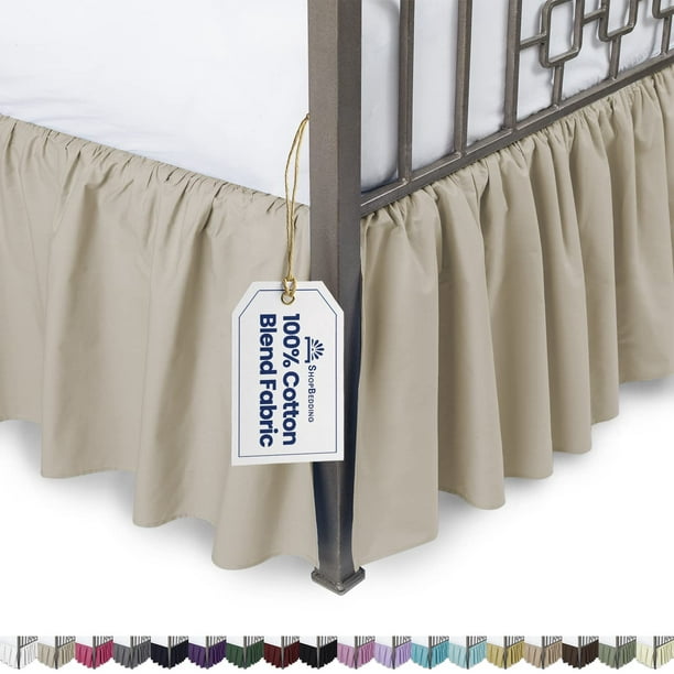 Ruffled Bed Skirt With Split Corners Twin Xl Stone 14 Inch Drop