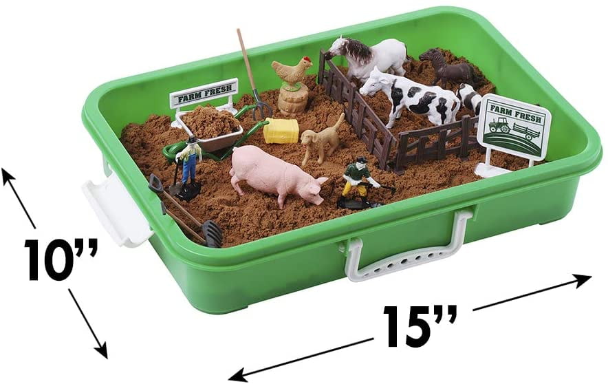 Buy Farm Sand Play Set 28 Figures- Sensory Toys for Kids with 2 lbs of ...