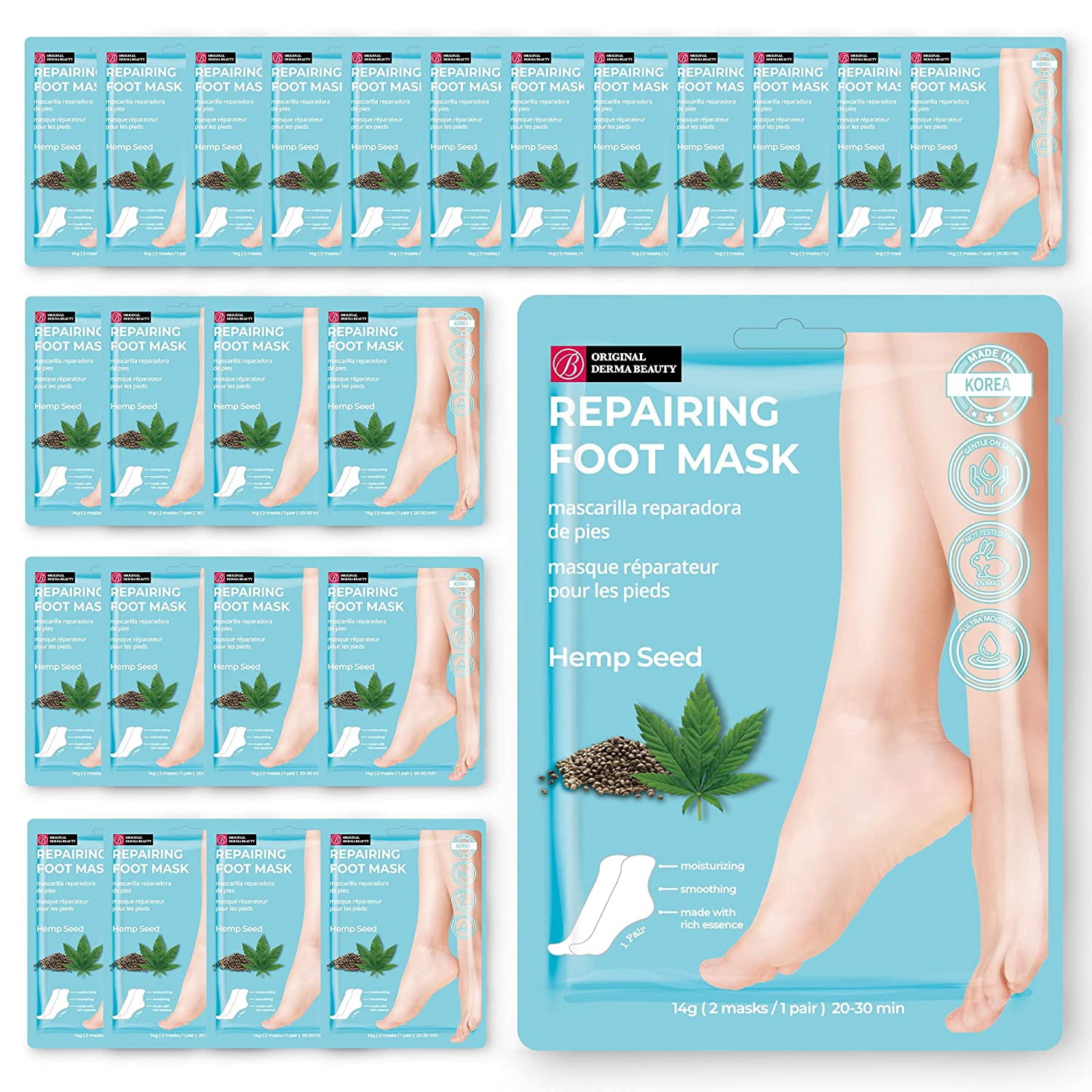 Original Derma Beauty 24 Pairs Repairing Hemp seed Foot Mask - Walmart.com