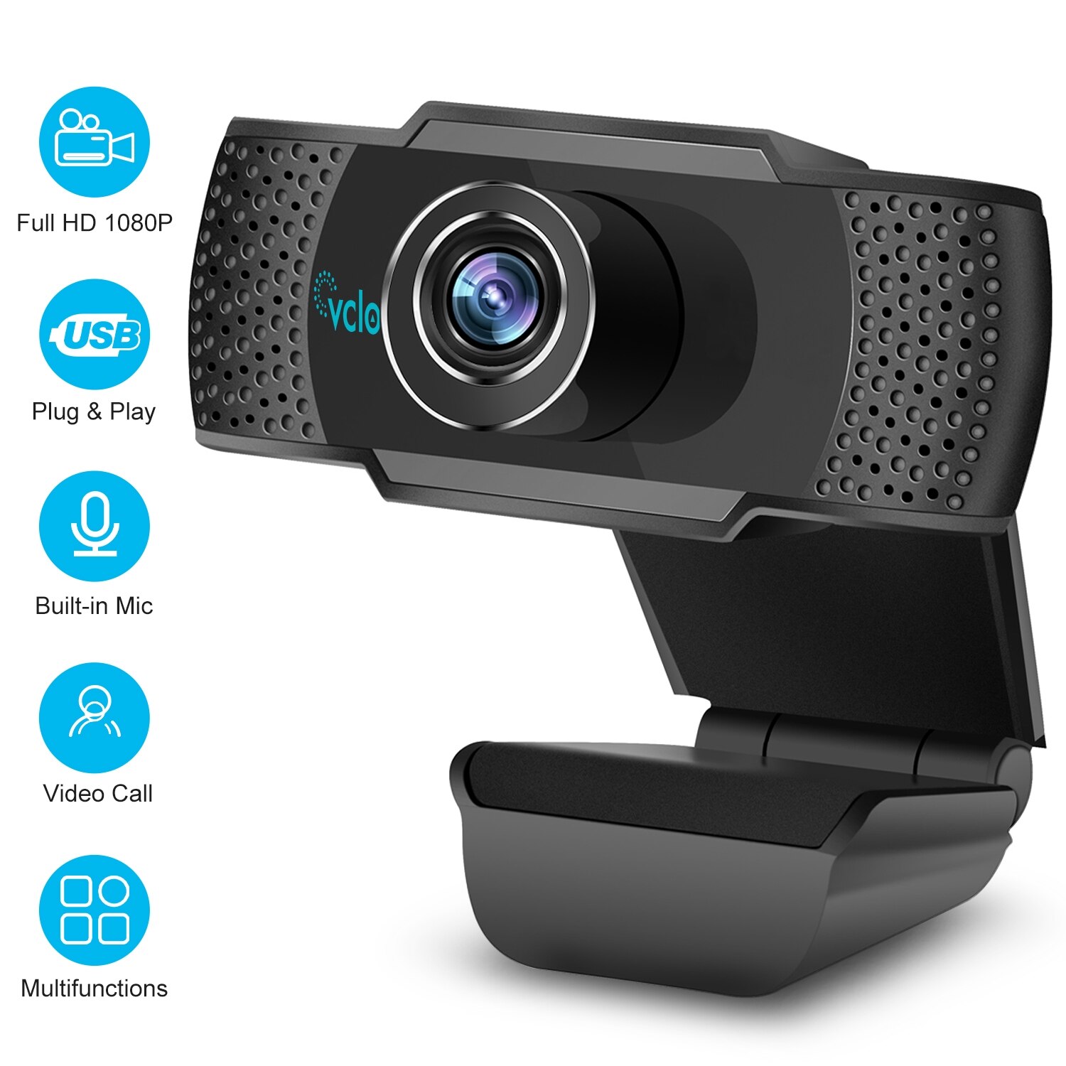 Vcloo 1080P HD Webcam with Microphone, Webcam for Gaming Conferencing ...