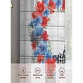 American Flag Sheer Curtains for Living Room Bedroom Blue Red Flowers ...