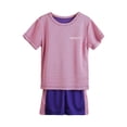 Ashyfjp Toddler Girls Color Block Mesh Activewear Set Short Sleeve Crew ...