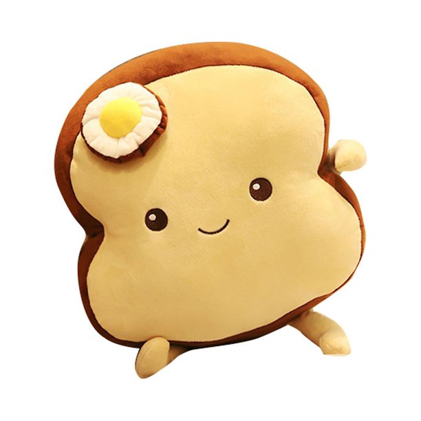 Dark Color45cmSuper Cute Toast Plush Toy Soft Poached Egg Sliced Bread ...