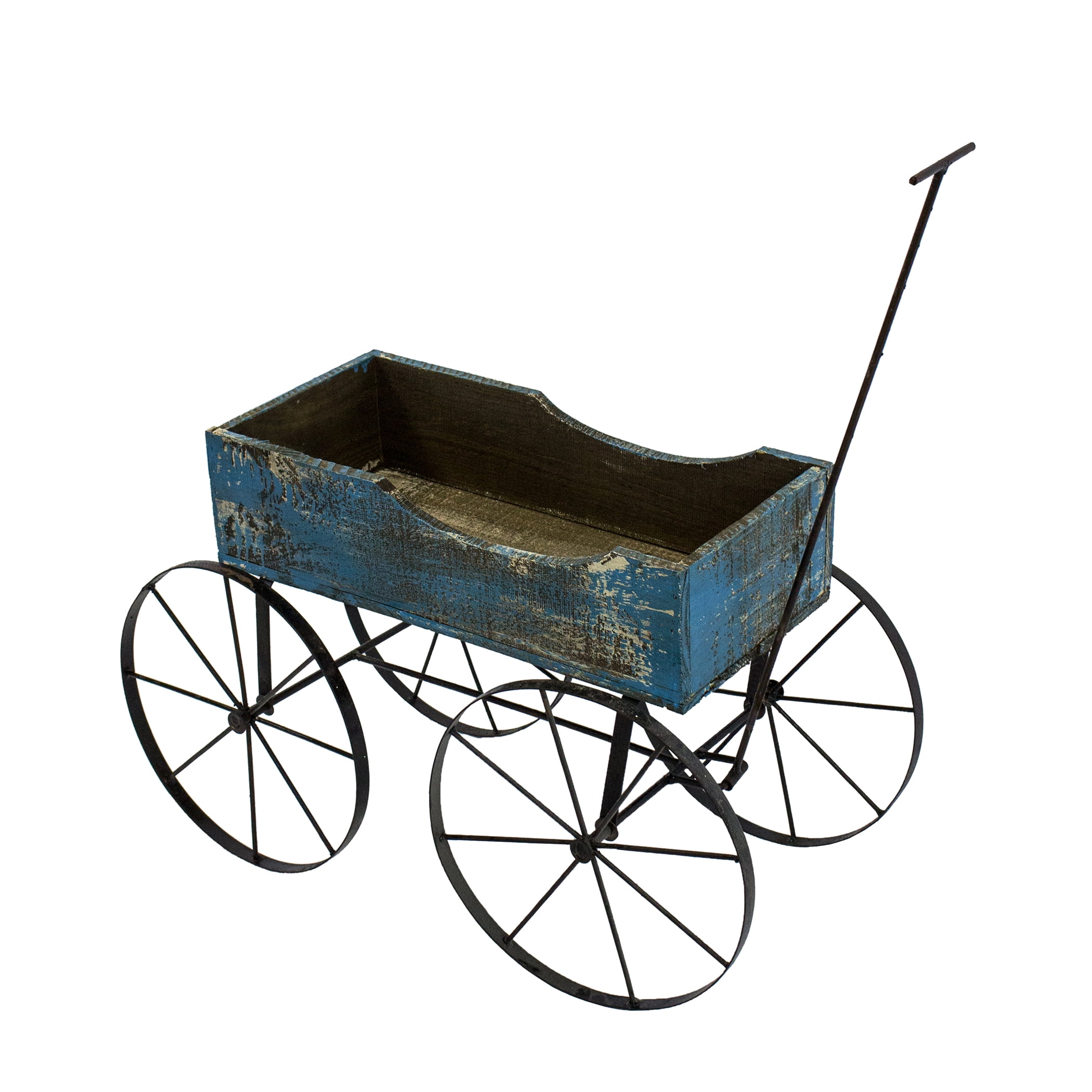 Rustic Arrow Wood Wagon 4 Wheels Plant Stand - Walmart.com