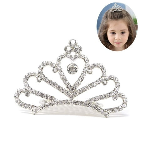 Princess Tiara Comb, Flower Girls Crystal Rhinestone Crown Hair Comb ...