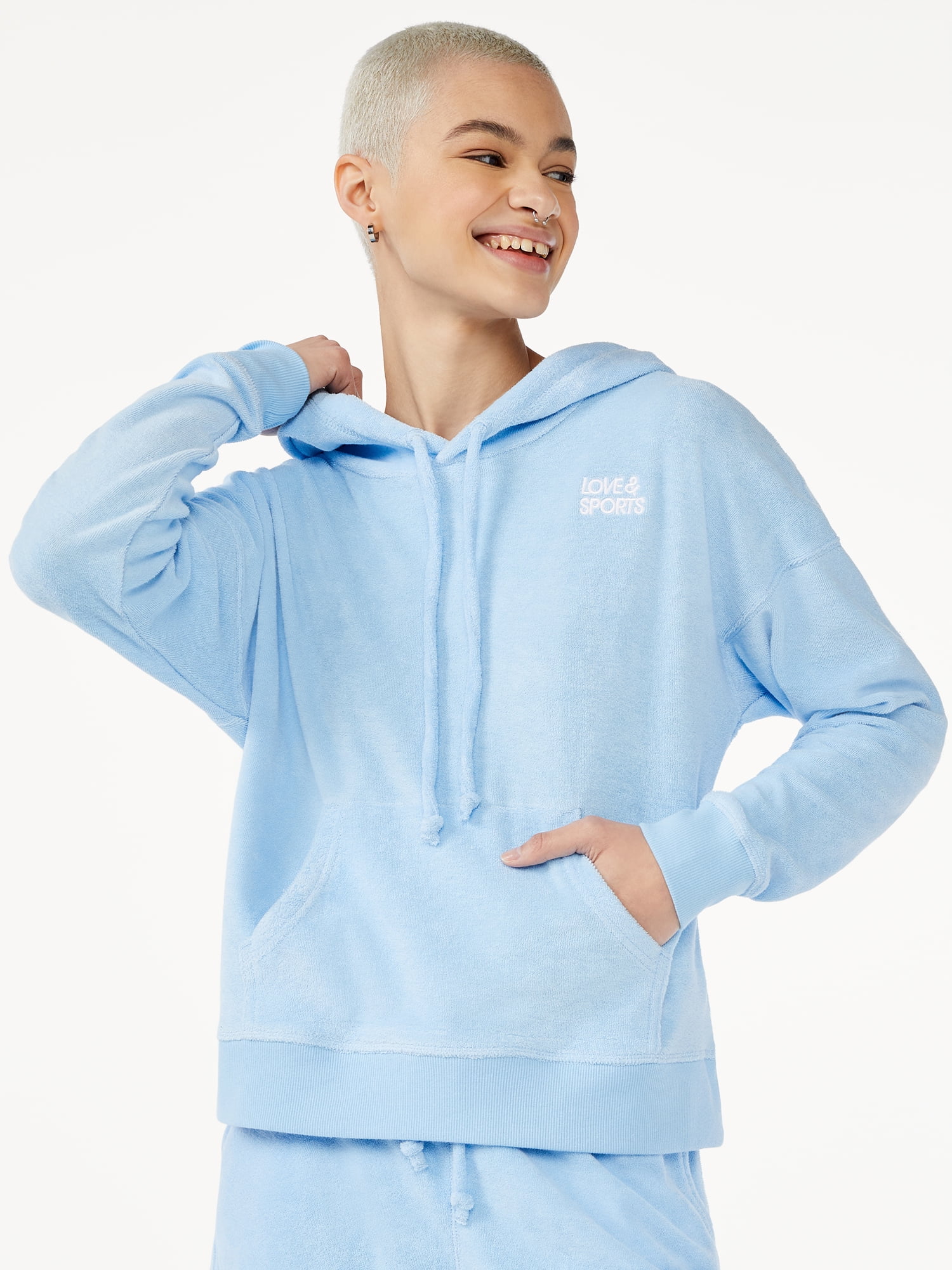 Love & Sports Women's Baby Terry Cloth Hoodie Pullover - Walmart.com