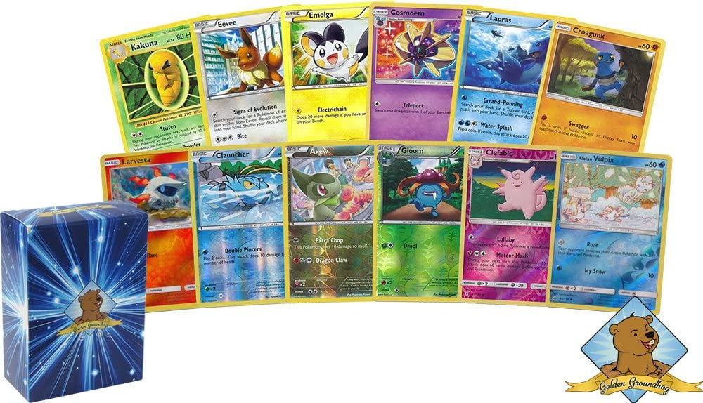 100 Assorted Pokemon Cards with 10 Reverse Foils! Includes Golden ...