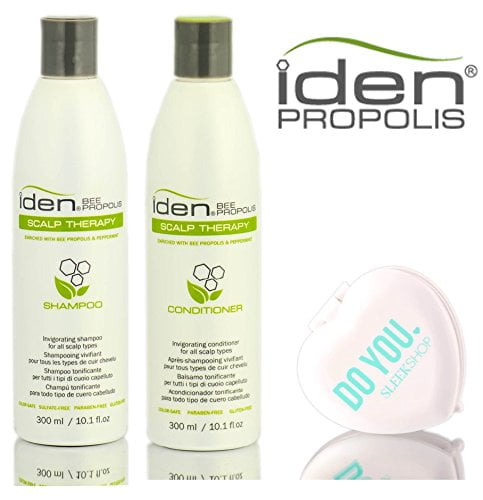Iden Bee Propolis SCALP THERAPY Shampoo & Conditioner DUO Set (w/ Sleek ...