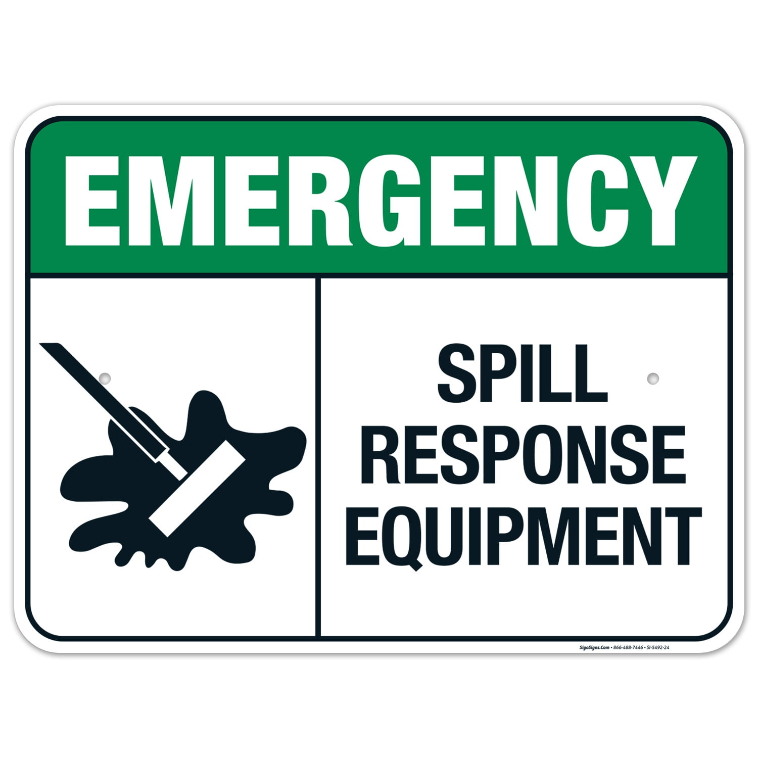 Spill Response Equipment Sign, ANSI Emergency Sign, - Walmart.com