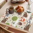 Cartoon Animals Cotton Linen Placemats Set of 12, Cute Cartoon Bear Fox ...