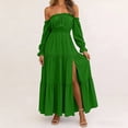 Aeguzox summer Dresses for Women Long Frilled Cuff Sleeve Strapless Off ...