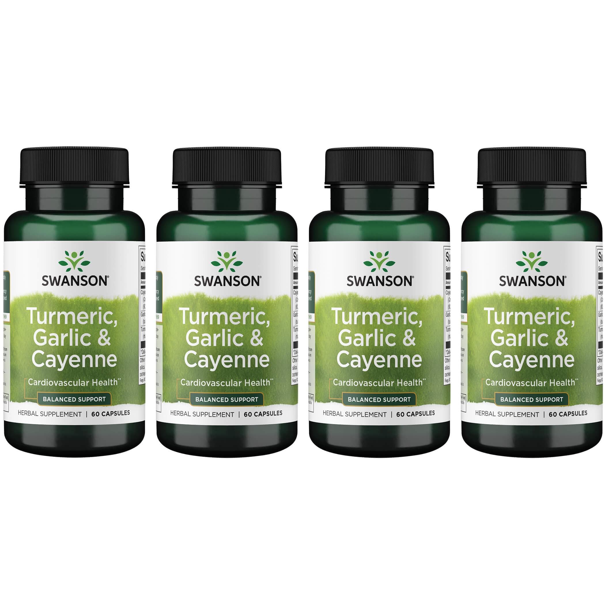 Swanson Turmeric, Garlic & Cayenne - Balanced Support 60 Caps 4 Pack ...
