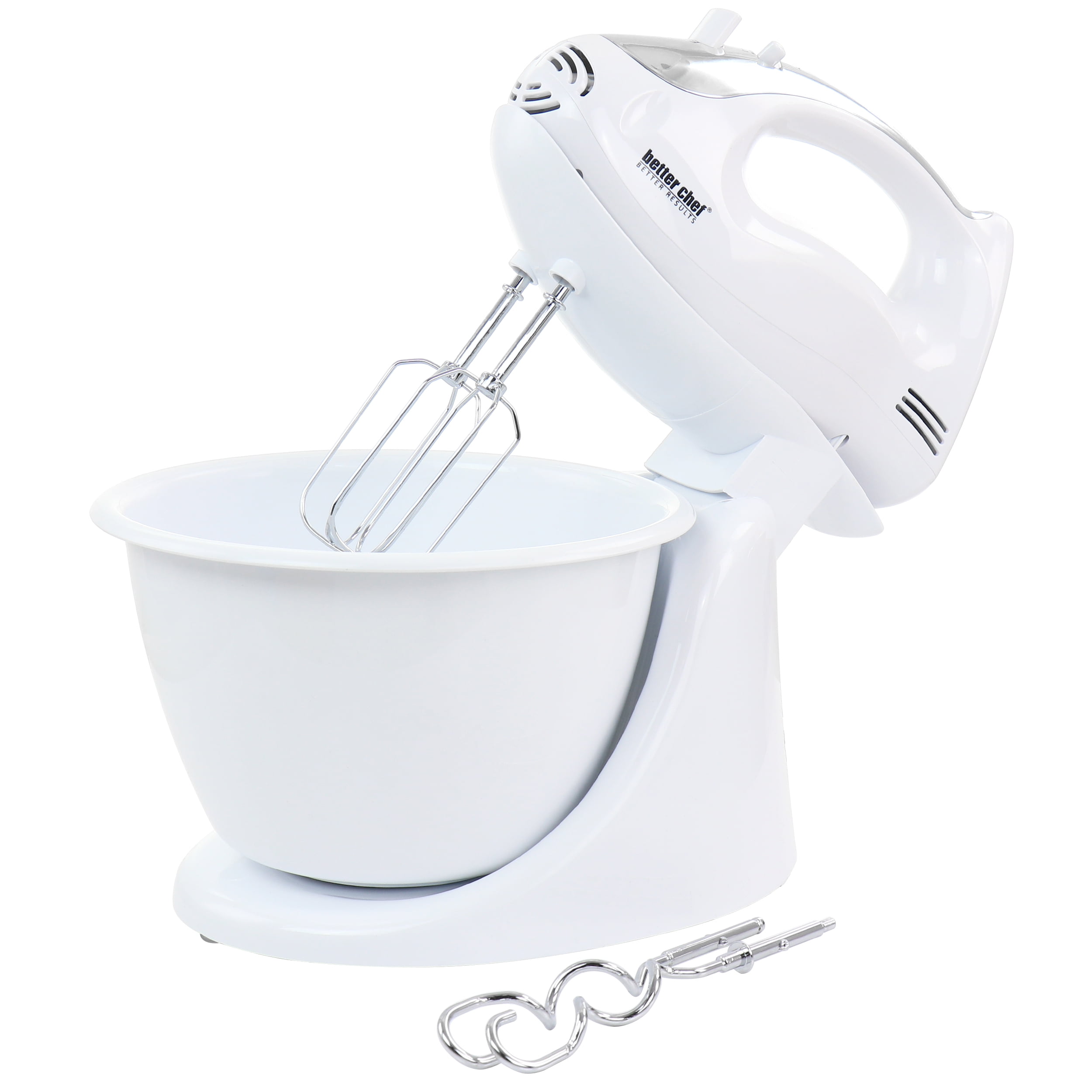 Better Chef 200 Watt Stand/Hand Mixer in White with Mixing Bowl ...