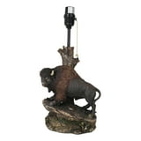 Rustic Western Plains Bison Buffalo Table Lamp on Sloped Rocks by Tree ...