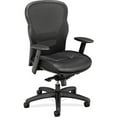 basyx VL701 Series High-Back Swivel/Tilt Work Chair, Black Mesh/Leather ...