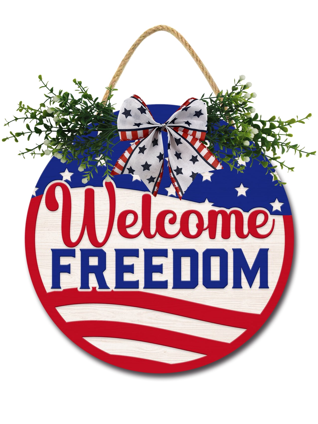 Eveokoki Welcome Freedom Front Door Sign Funny Wreaths Hanging Wooden ...