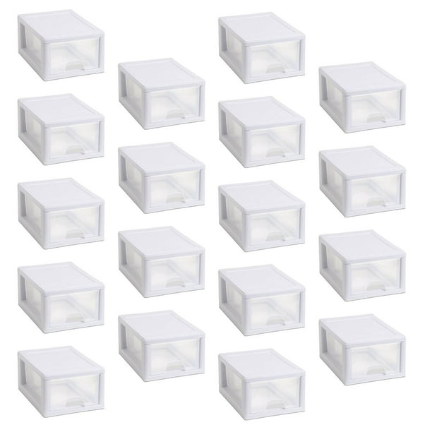 Sterilite 20518006 Stackable Small Drawer White Frame & See-Through (18 ...