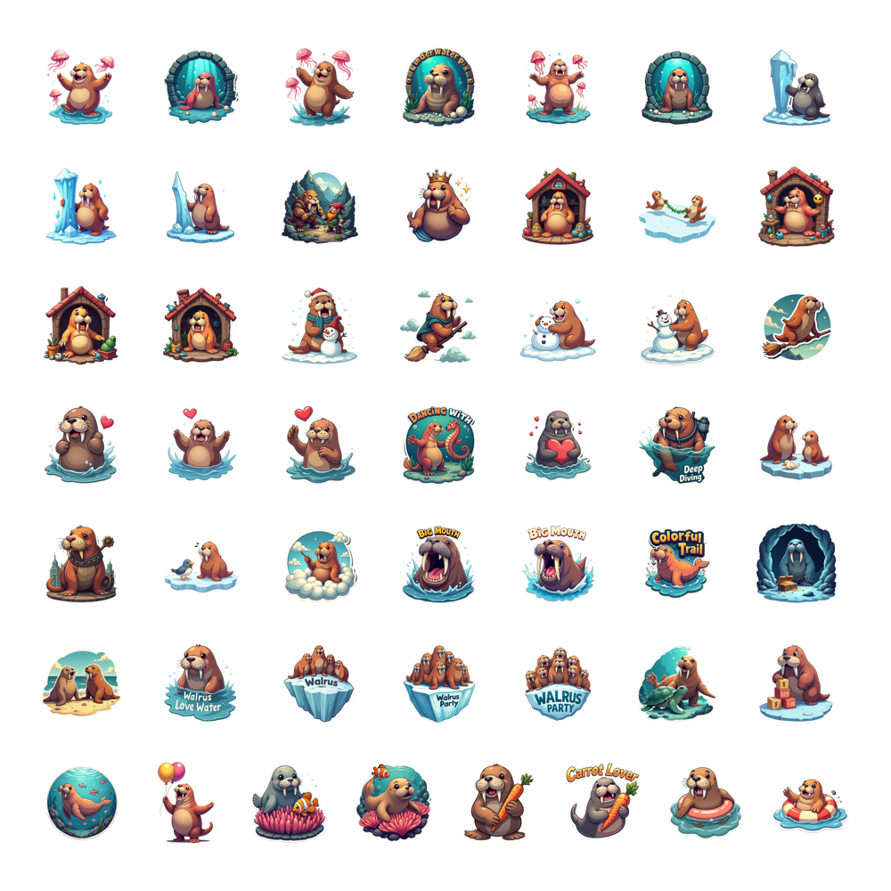Click here for Yezdix 50pcs Walrus Big Mouth Stickers Funny Carto... prices