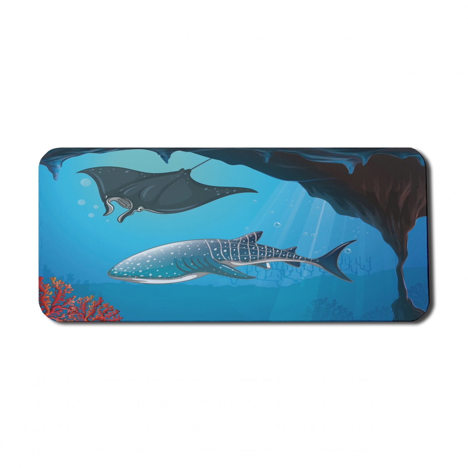 Shark Computer Mouse Pad, Mammal Deep Water Stingray Coral Reefs Algae ...