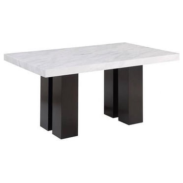 Pemberly Row Contemporary 36" Round Marble Top Dining Table White Top ...