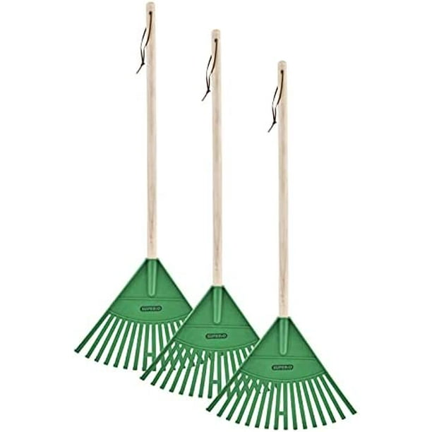 Superio Kids Rake with Hardwood Handle- Durable Plastic Green Head to ...