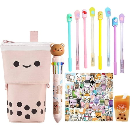 Kawaii Stationary Set comes with 1 Pop Up Boba , 1 Boba Kawaii Eraser ...