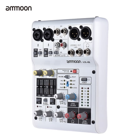 ammoon AM-4R 6-Channel Digital Audio Mixer Mixing Console Built-in 48V ...