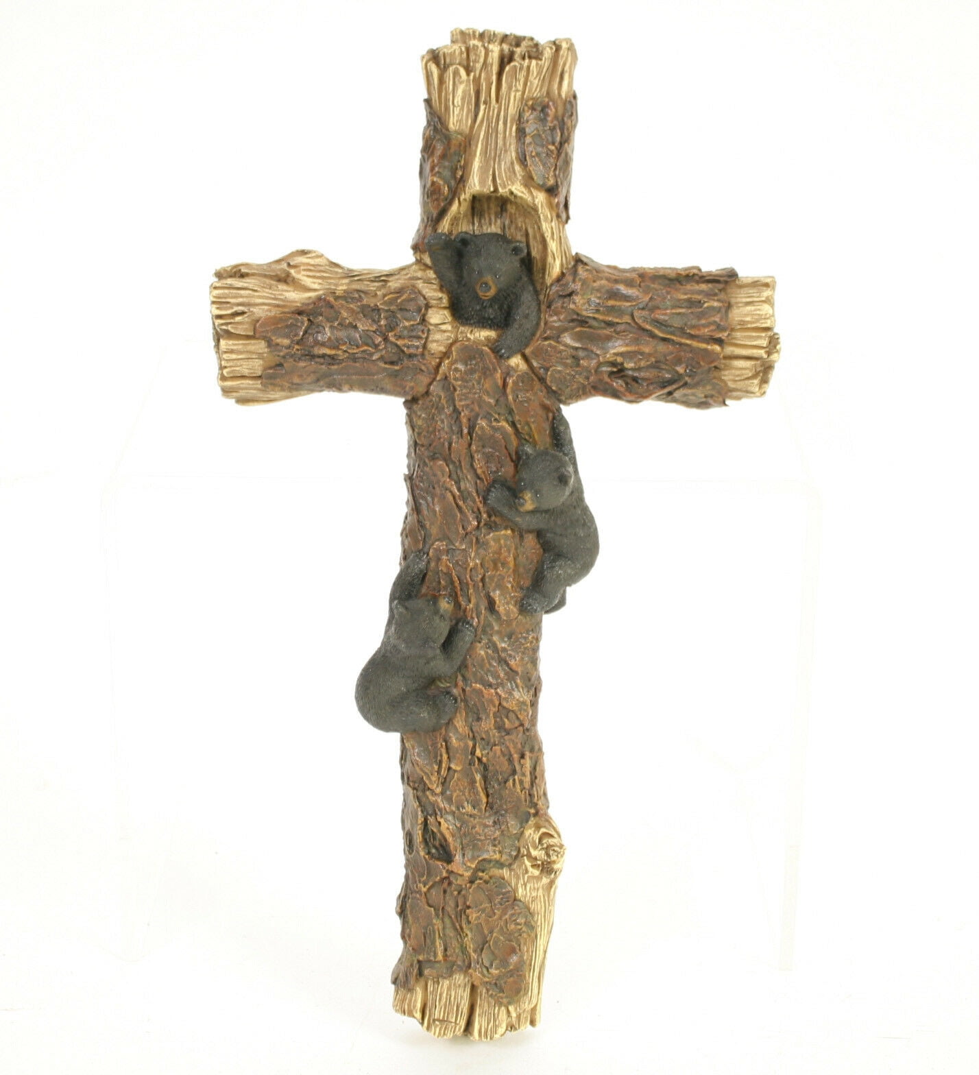 Pine Tree BLACK BEAR Hanging Wall Cross Figurine, 14" Tall, by Slifka ...