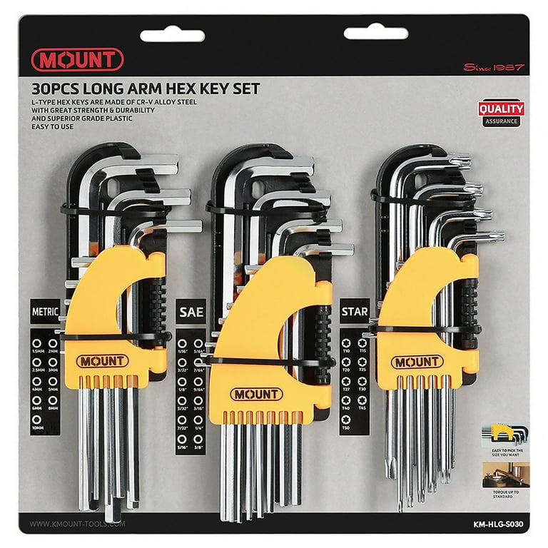 Allen Wrench Set 30-Piece SAE & Metric Hex Key (Allen Wrench) Set With ...