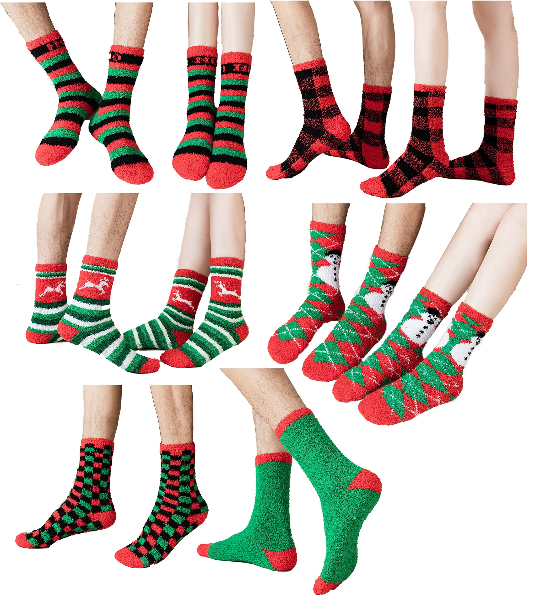 Gilbins Men-Women Christmas Holiday Fuzzy Socks with Grips Non Slip ...