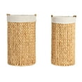 Household Essentials Handwoven Water Hyacinth Laundry Baskets, Cotton ...