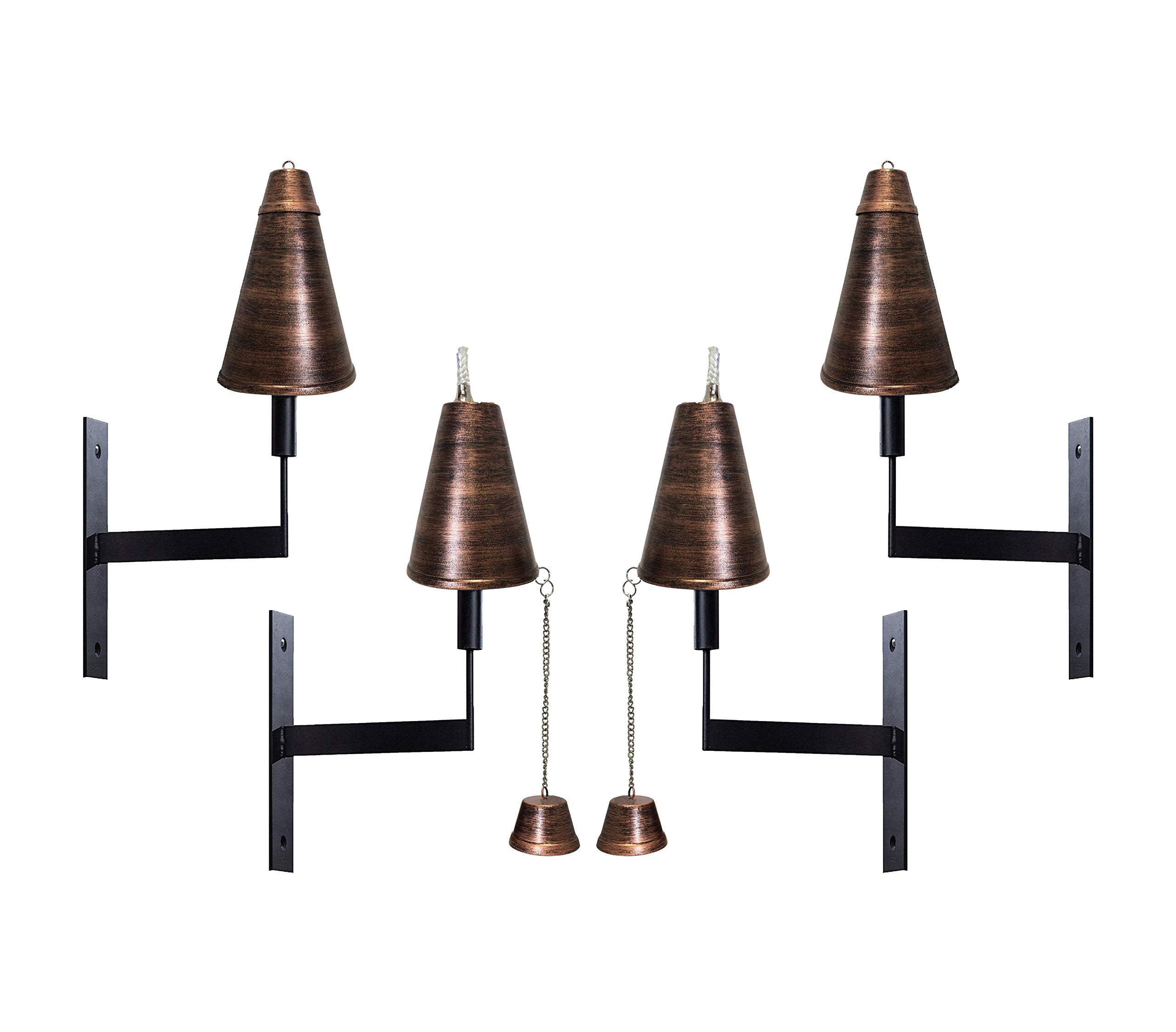Hawaiian Cone Wall Mount Oil Lamp - Set of 4 Modern Wall Sconce Torches ...
