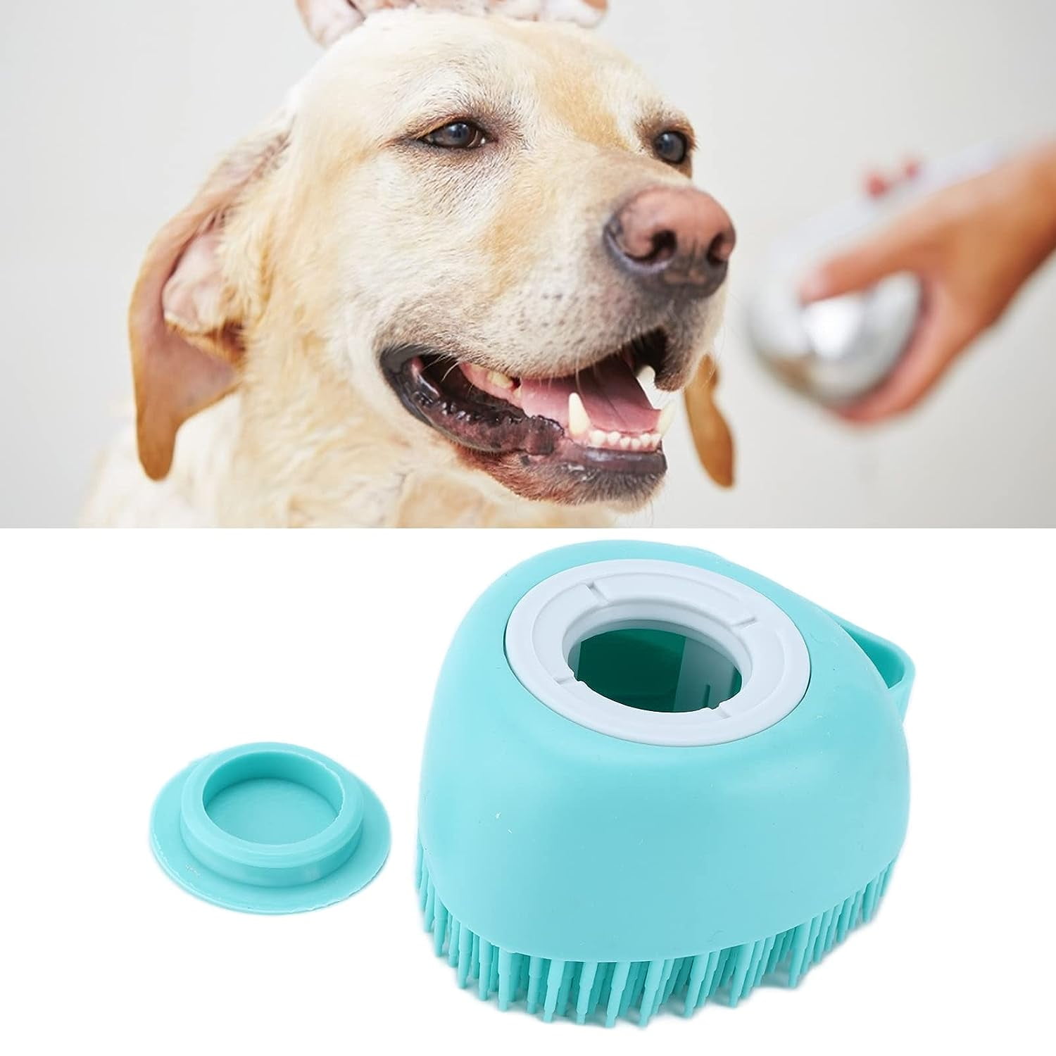 Dog Cat Bath Brush Scrubber Dog Shampoo Brush with Shampoo Dispenser ...