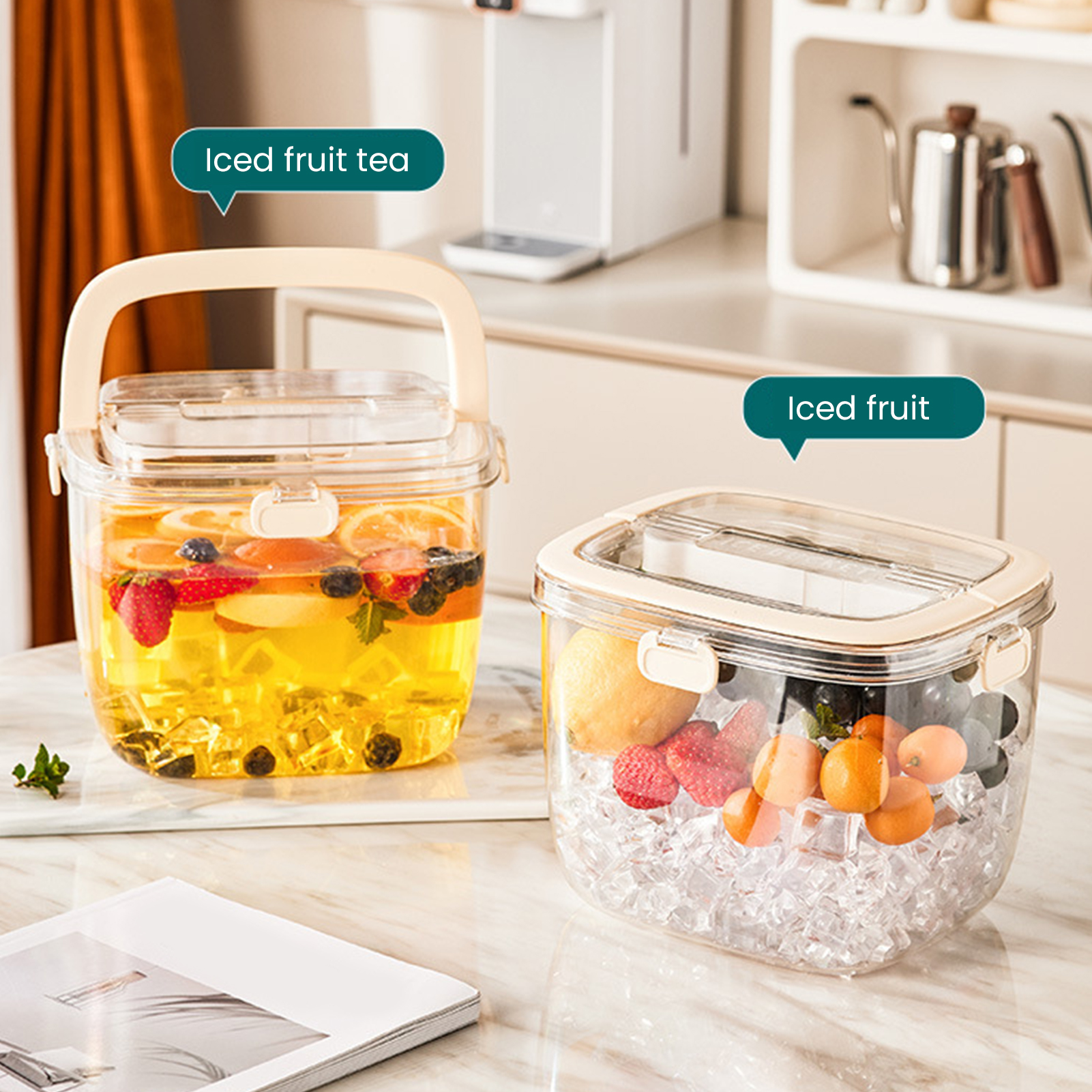 Wharick Ice Bucket with Handle , Bar Picnic Ice Cube Box, for Home Bar ...